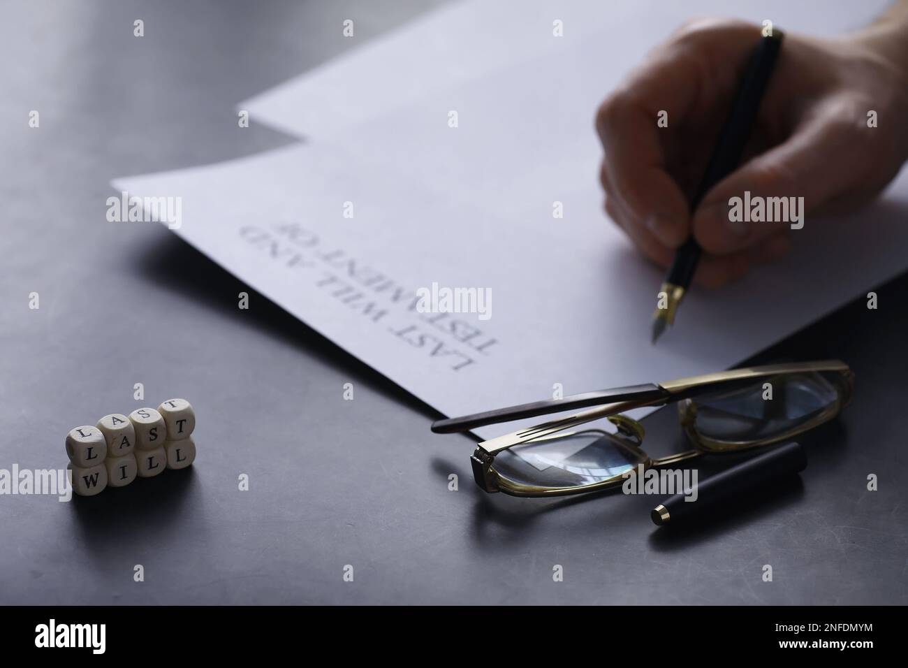 Legal concept. The procedure for writing the last will. Papers with ...