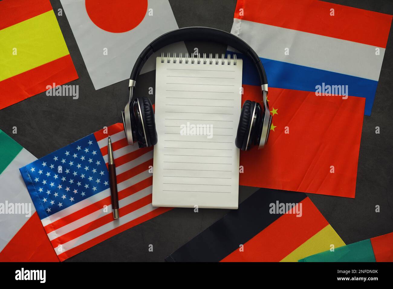 Learning foreign languages. Audio language courses. Background from ...