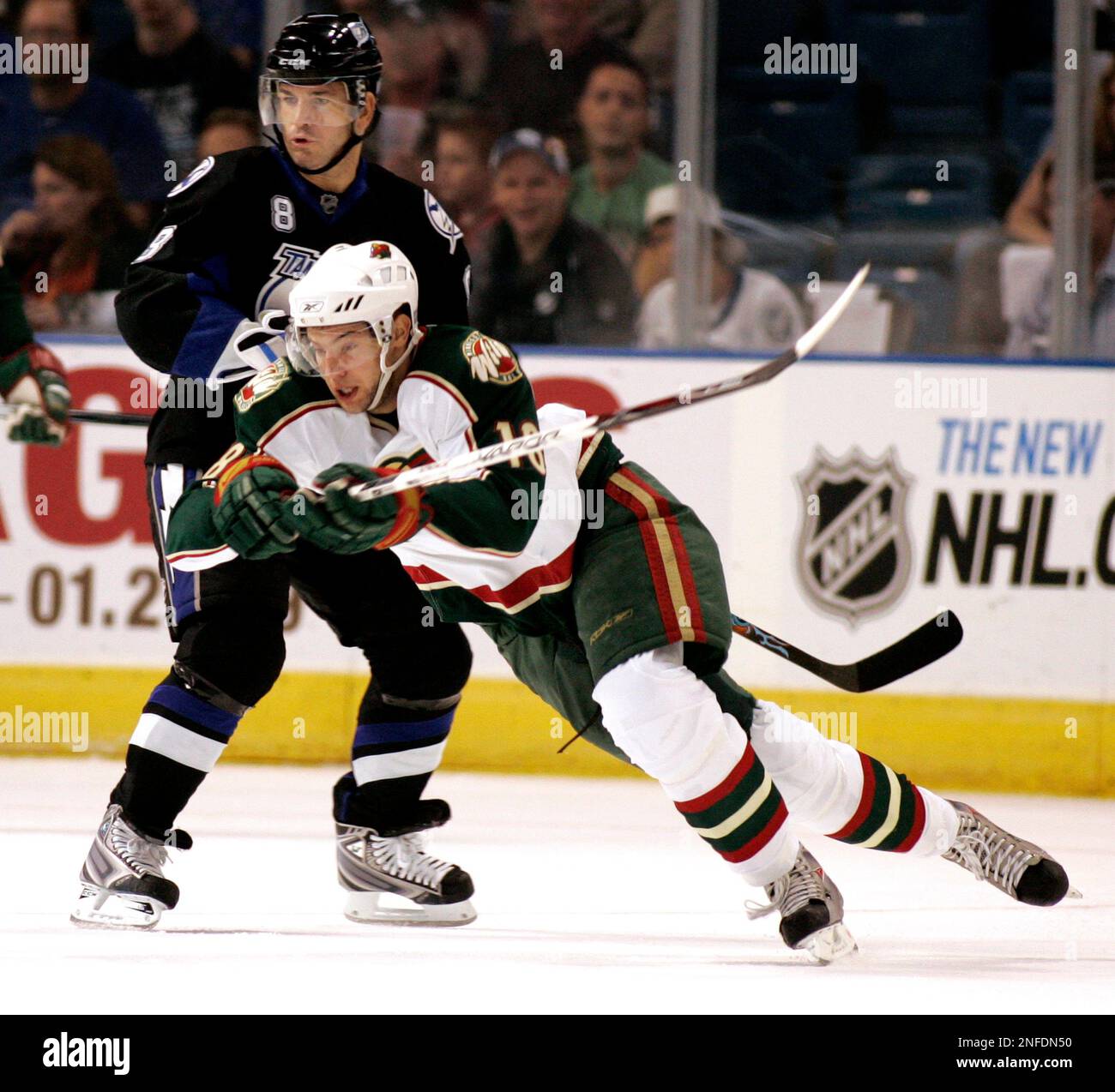 Tampa Bay Lightning right wing Adam Hall (18) and Minnesota Wild ...