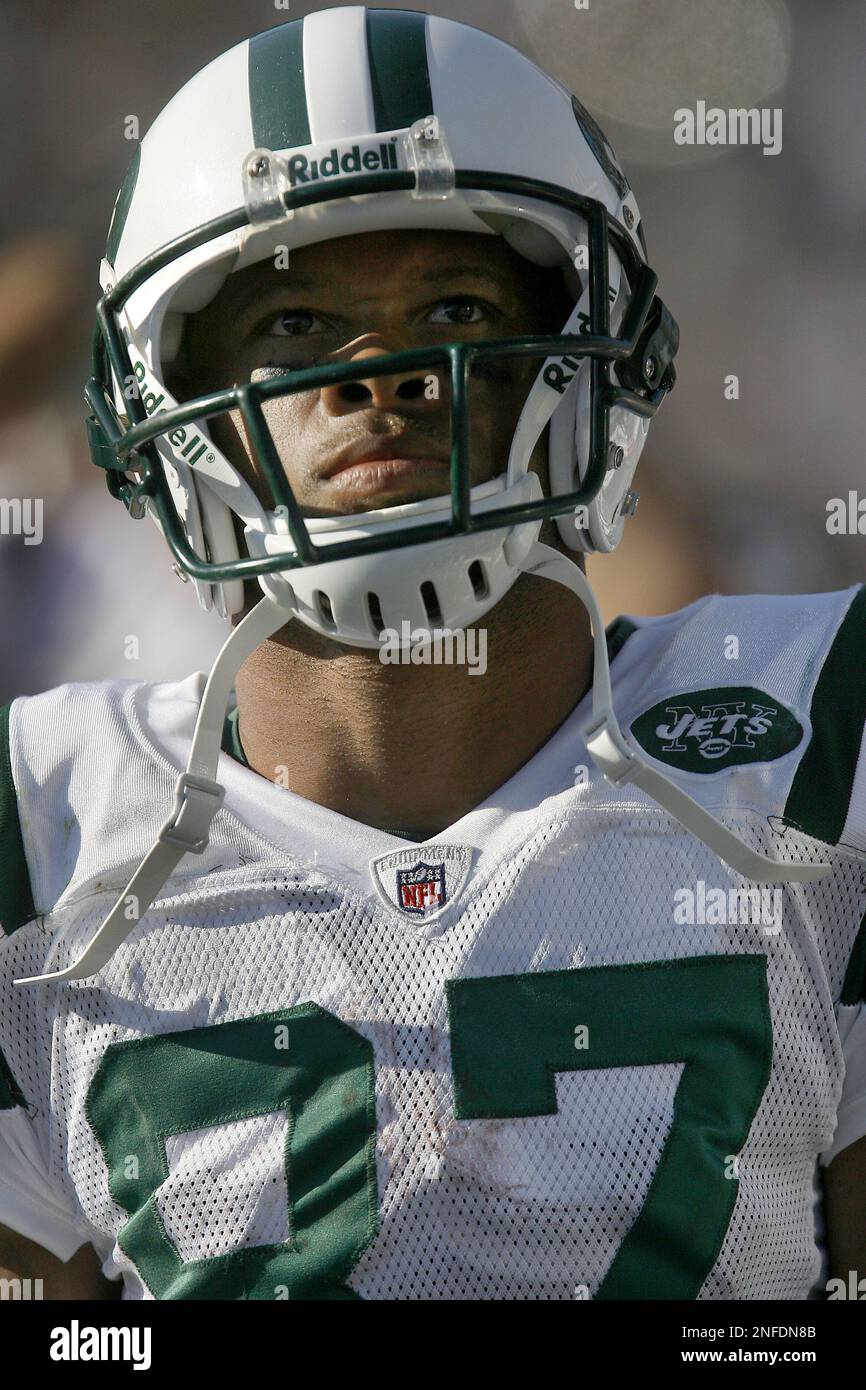 New York Jets wide receiver Laveranues Coles waits to take the field on ...