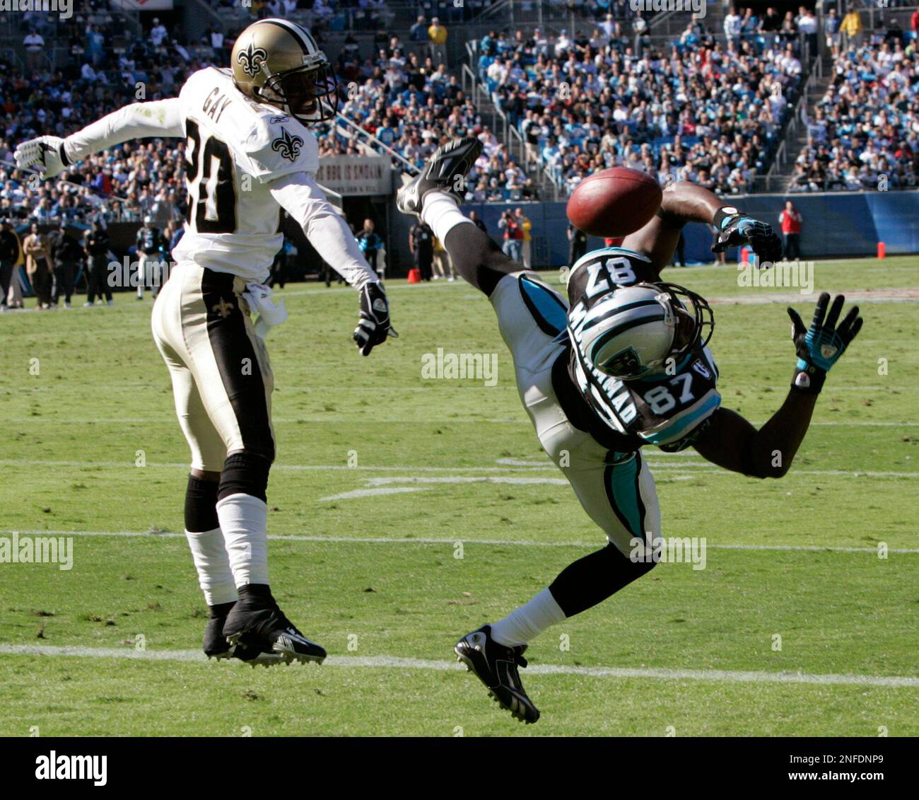 Carolina Panthers' Muhsin Muhammad (87) misses a catch as New Orleans ...