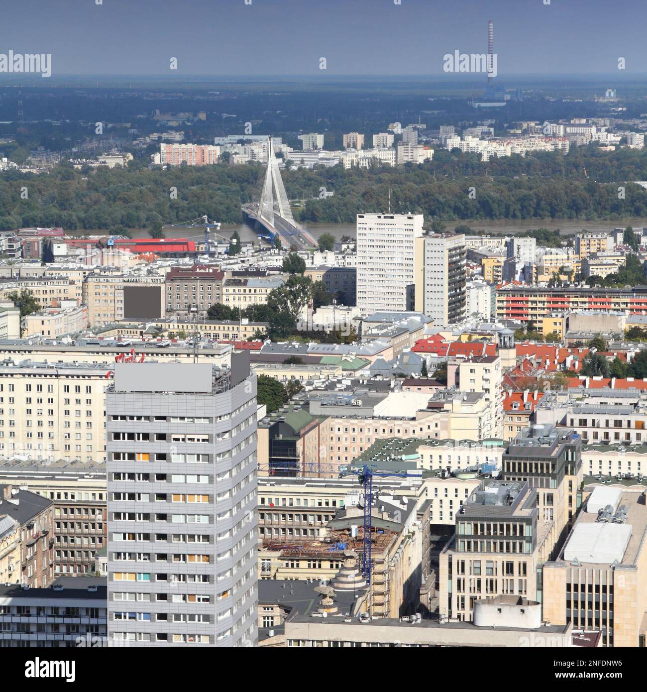 Warsaw, Poland. View of skyscrapers and older architecture from famous ...