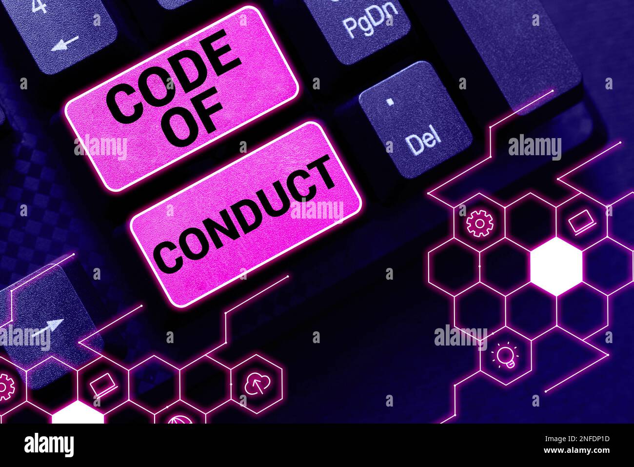 Sign displaying Code Of Conduct, Business overview Ethics rules moral ...