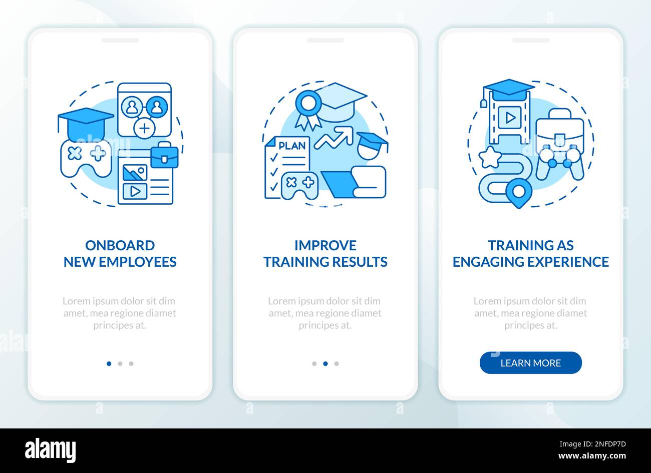 Gamification in corporate training blue onboarding mobile app screen Stock Vector Image & Art ...