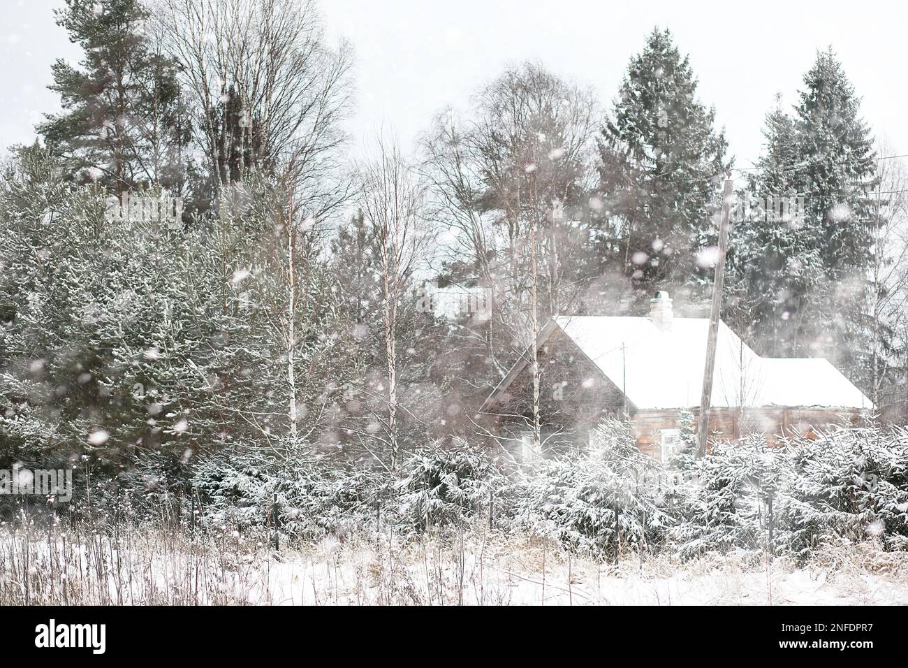 Winter landscape of country fields and roads in the snow Stock Photo ...