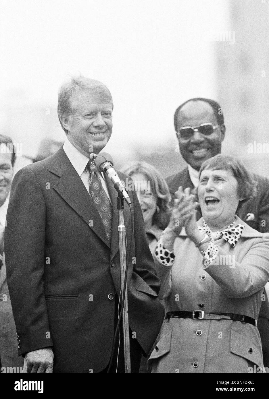 Democratic presidential candidate Jimmy Carter smiles at left as Gov ...