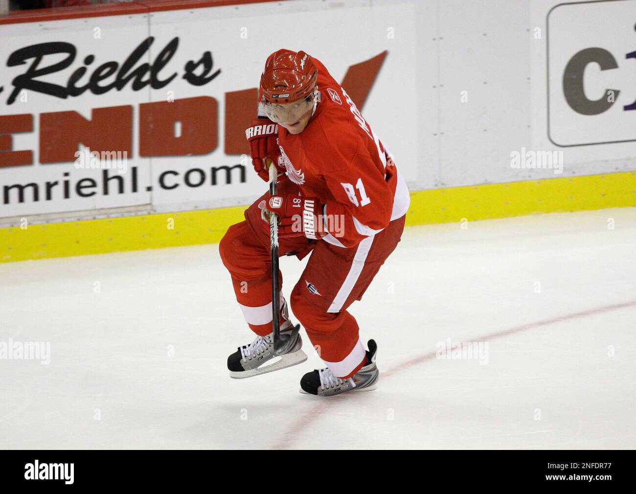 Detroit Red Wings' Marian Hossa, of Slovakia, skates against the ...
