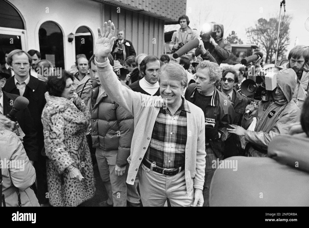 President-elect Jimmy Carter waves after voting in the election in ...