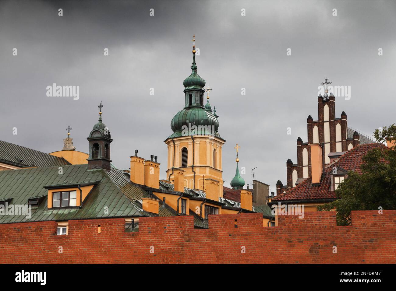 Warsaw city, Poland. Old Town view with city walls. UNESCO World ...