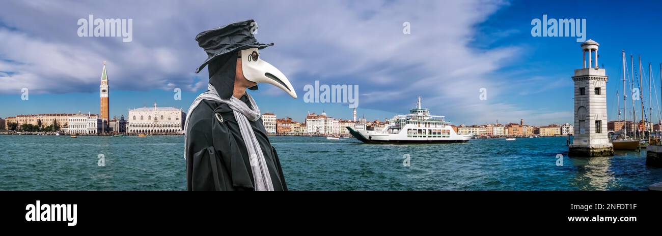 Famous Plague Doctor Mask at a traditional carnival festival with ...
