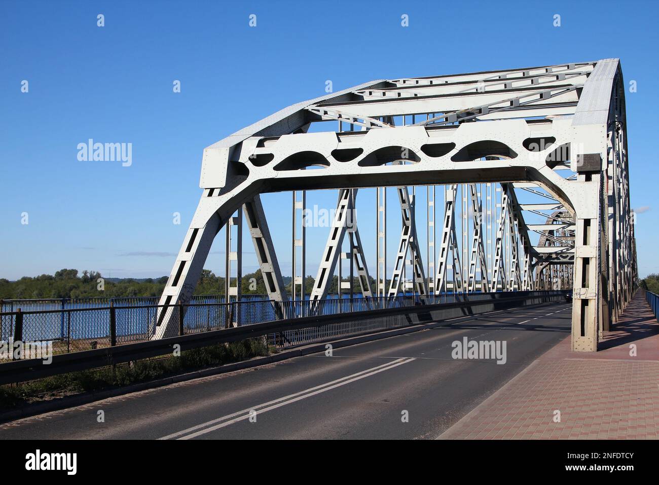 Bridge over Wisla river in Poland. Truss bridge in Grudziadz Stock ...