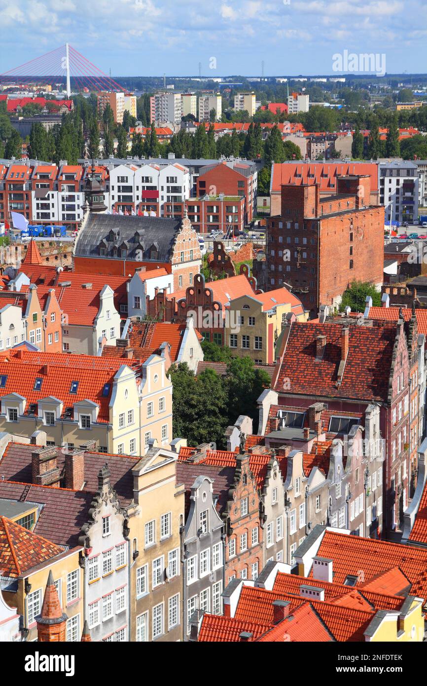 Gdansk Old Town in Poland. Old town daytime aerial view Stock Photo - Alamy