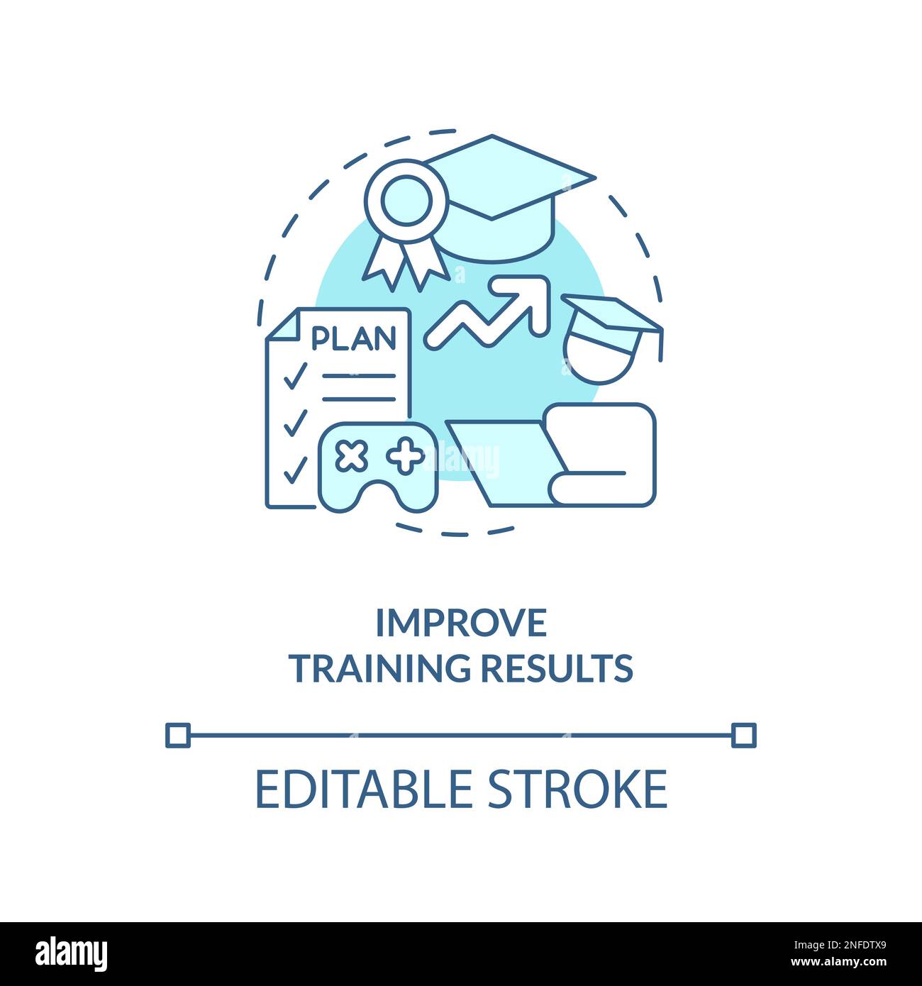 Improve training results turquoise concept icon Stock Vector Image ...