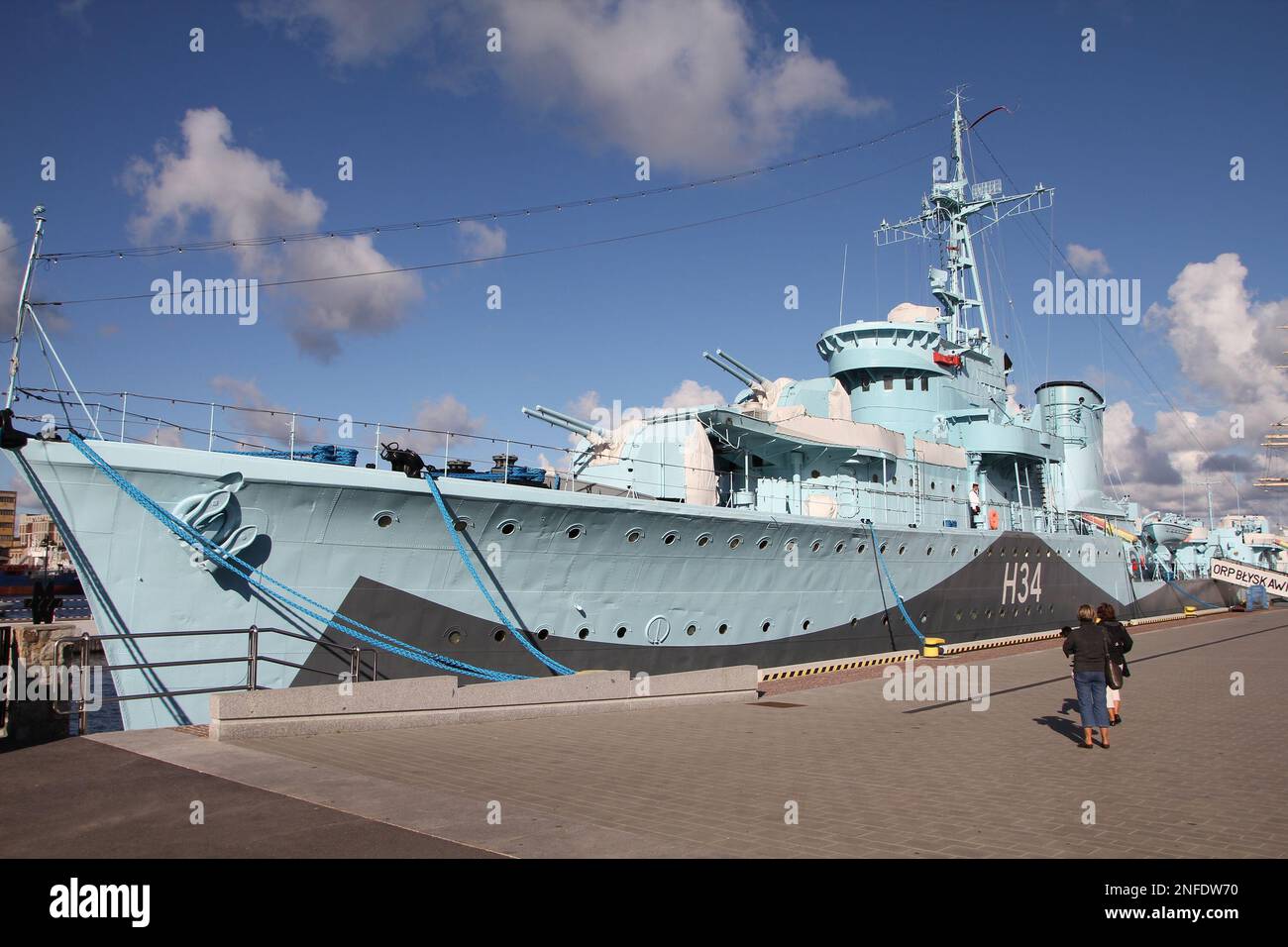 GDYNIA, POLAND - SEPTEMBER 1, 2010: Blyskawica battleship in Gdynia ...