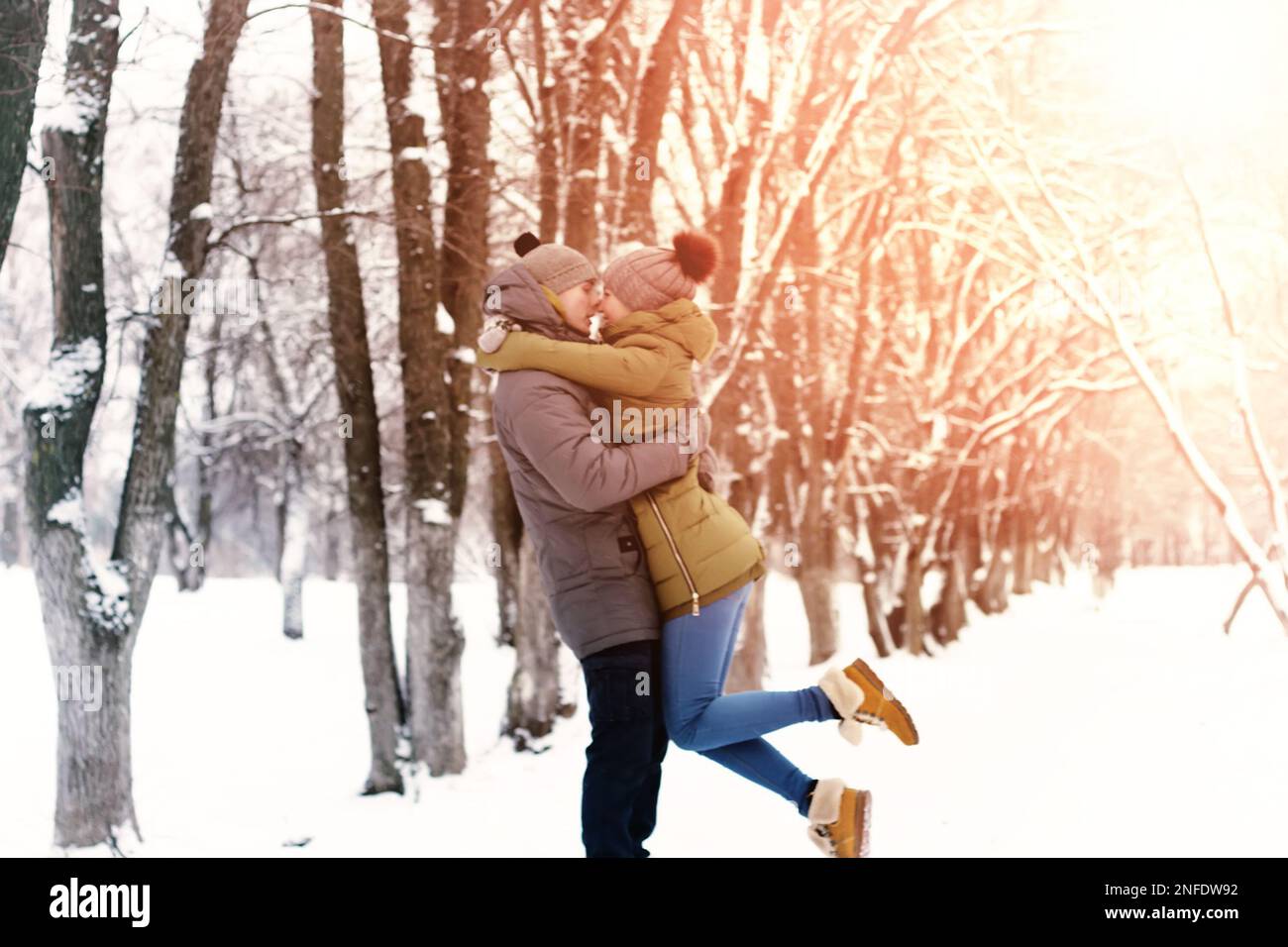 couple in love outdoor winter Stock Photo - Alamy