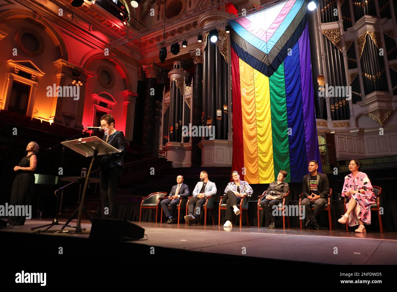 Sydney, Australia. 17th February 2023. The progress pride flag was ...