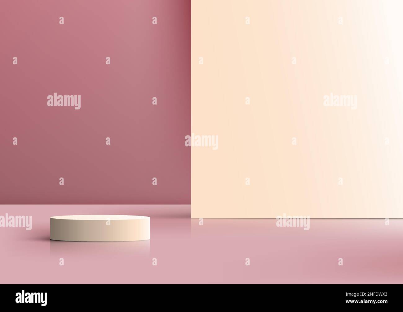 3D realistic empty podium stand product display with partition backdrop ...