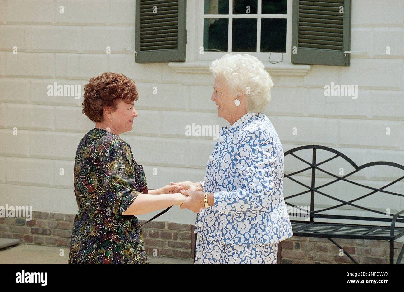 First lady Barbara Bush, right, with Russian First Lady Naina Yeltsina ...
