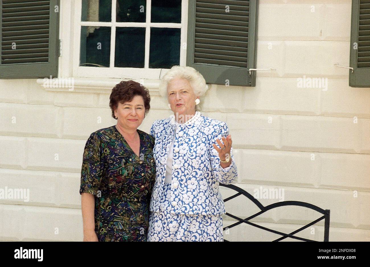 First lady Barbara Bush, right, with Russian First Lady Naina Yeltsina ...