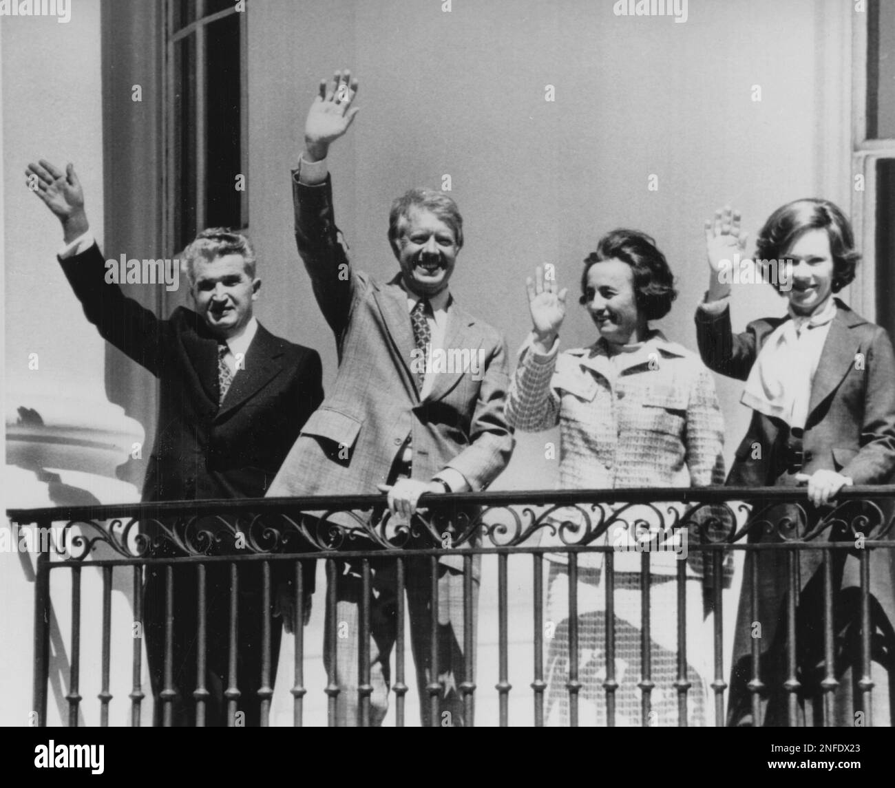 Romania's President Nicolae Ceausescu, U.S. President Jimmy Carter, Mrs ...