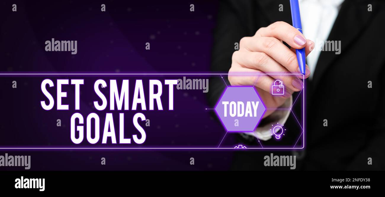 Sign displaying Set Smart Goals, Word for Establish achievable ...
