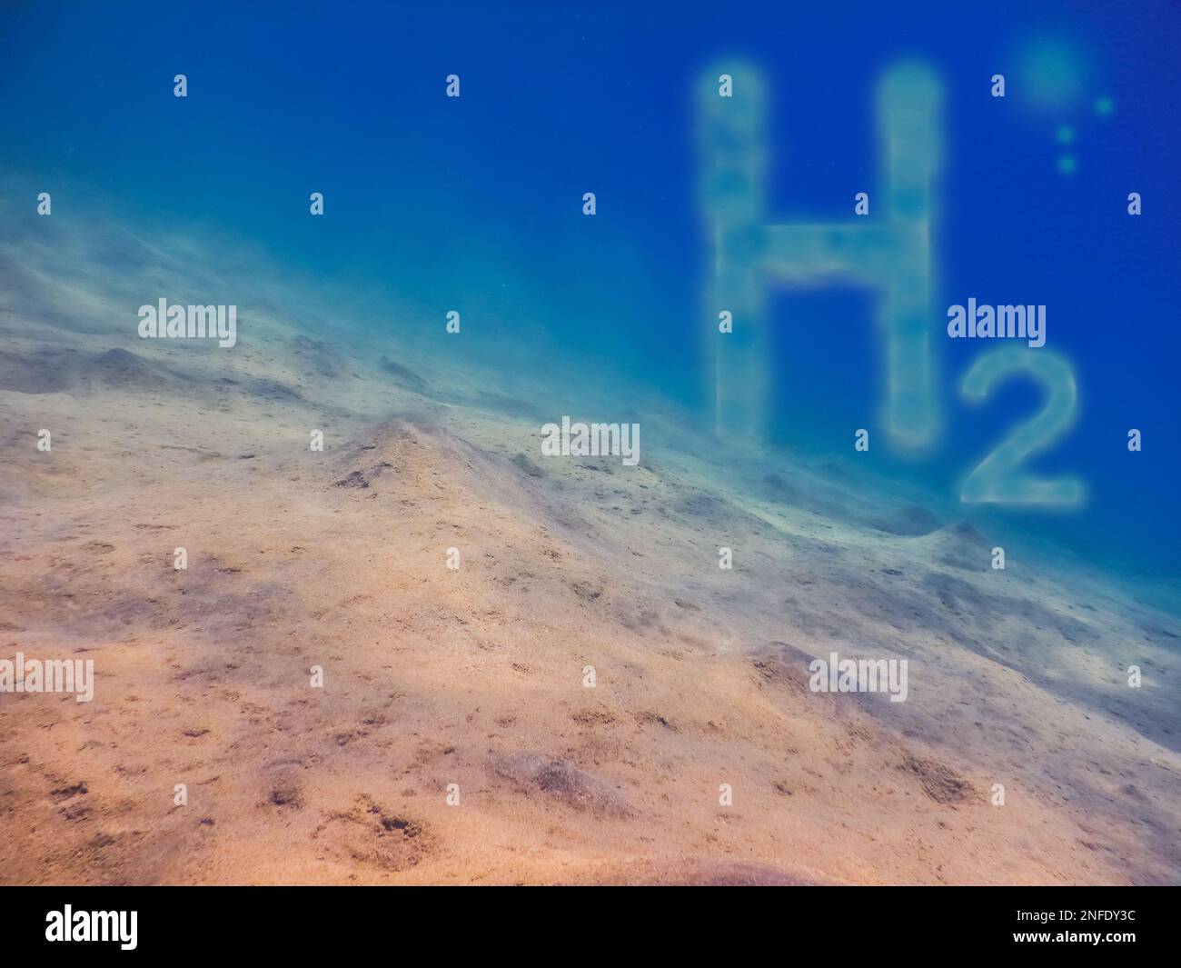 3D illustration renewable pure energy blue h2 hydrogen over amazing ...