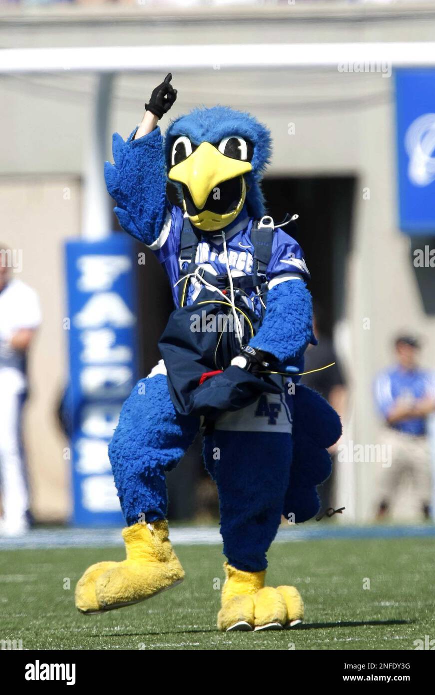 Air Force mascot, The Bird on the field before the start of an NCAA ...