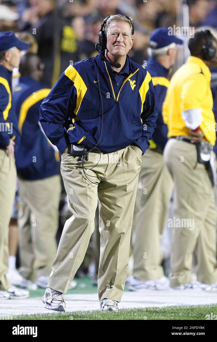 West Virginia head coach Bill Stewart on the sideline in the first ...