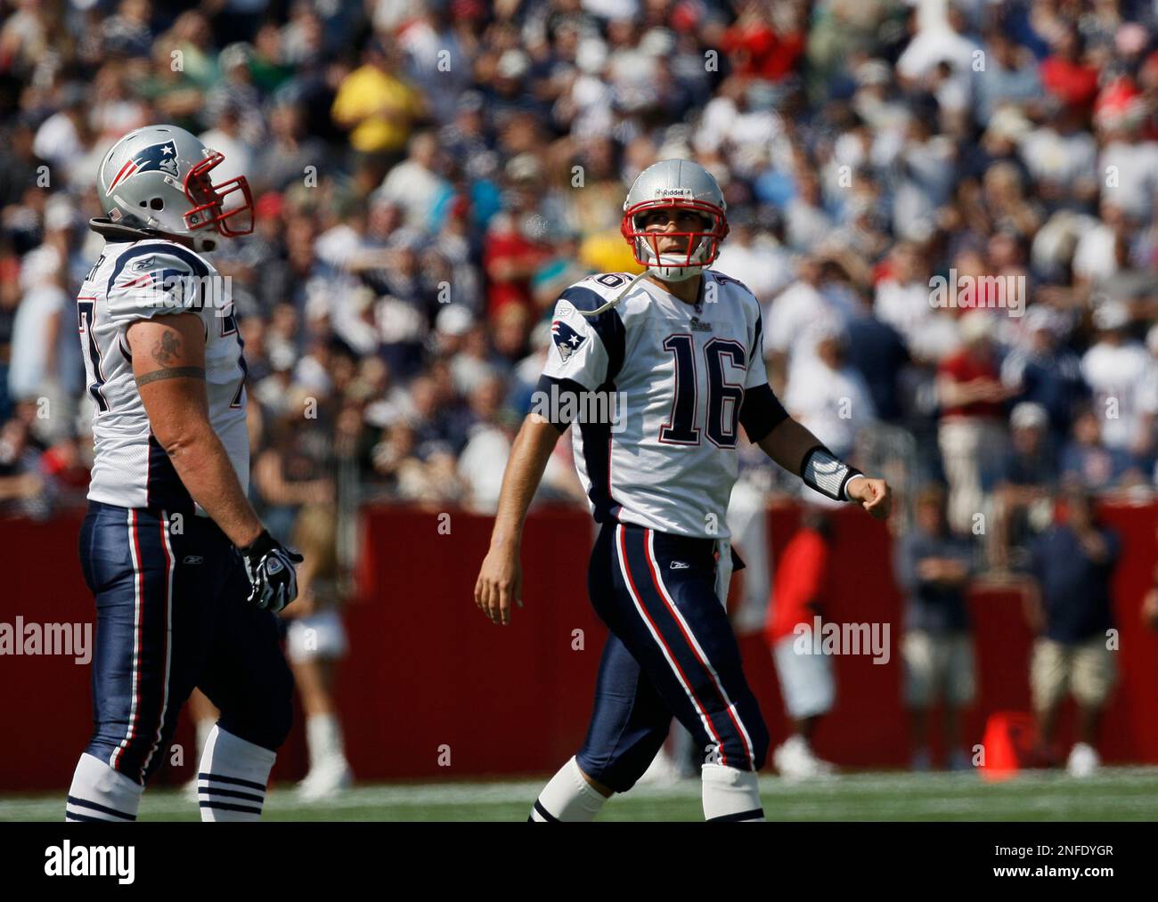 New England Patriots quarterback Matt Cassel (16) walks on the field ...