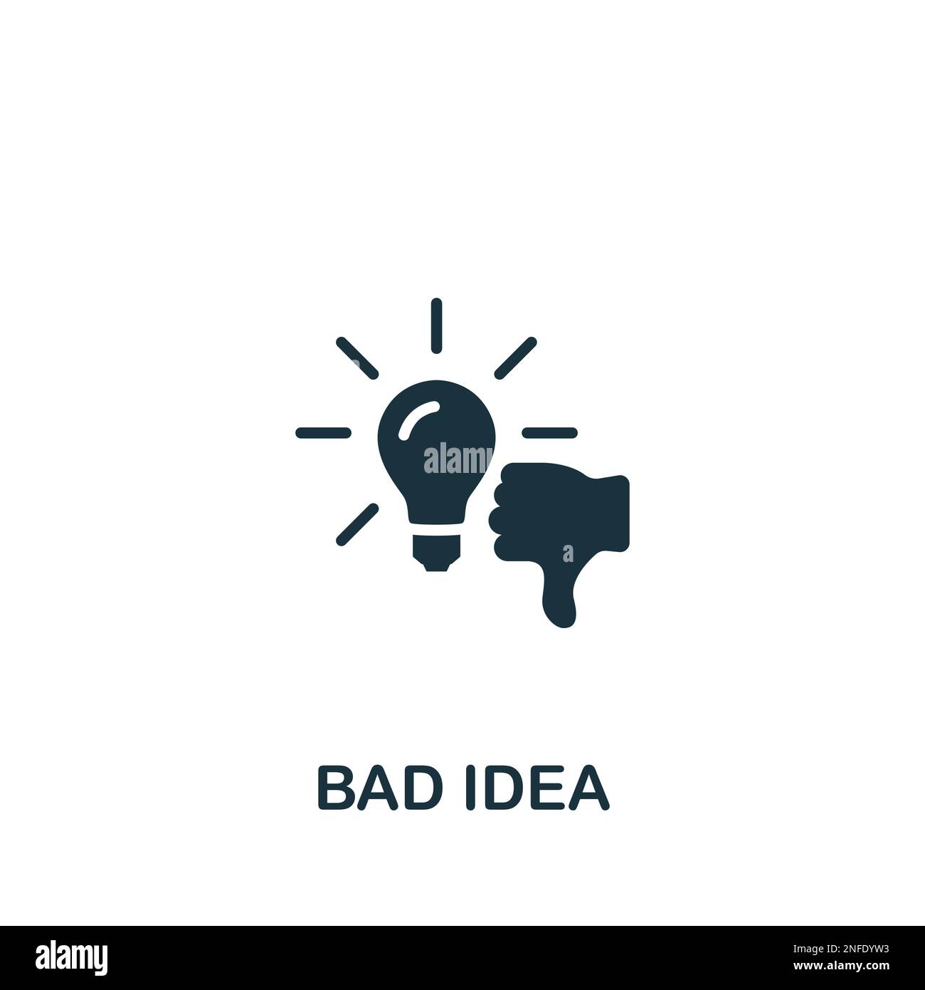 Bad idea icon. Monochrome simple sign from idea collection. Bad idea ...