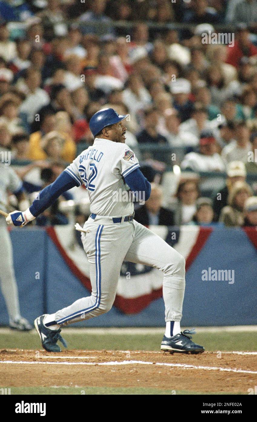 Toronto Blue Jays Dave Winfield (32) watches his second inning single ...