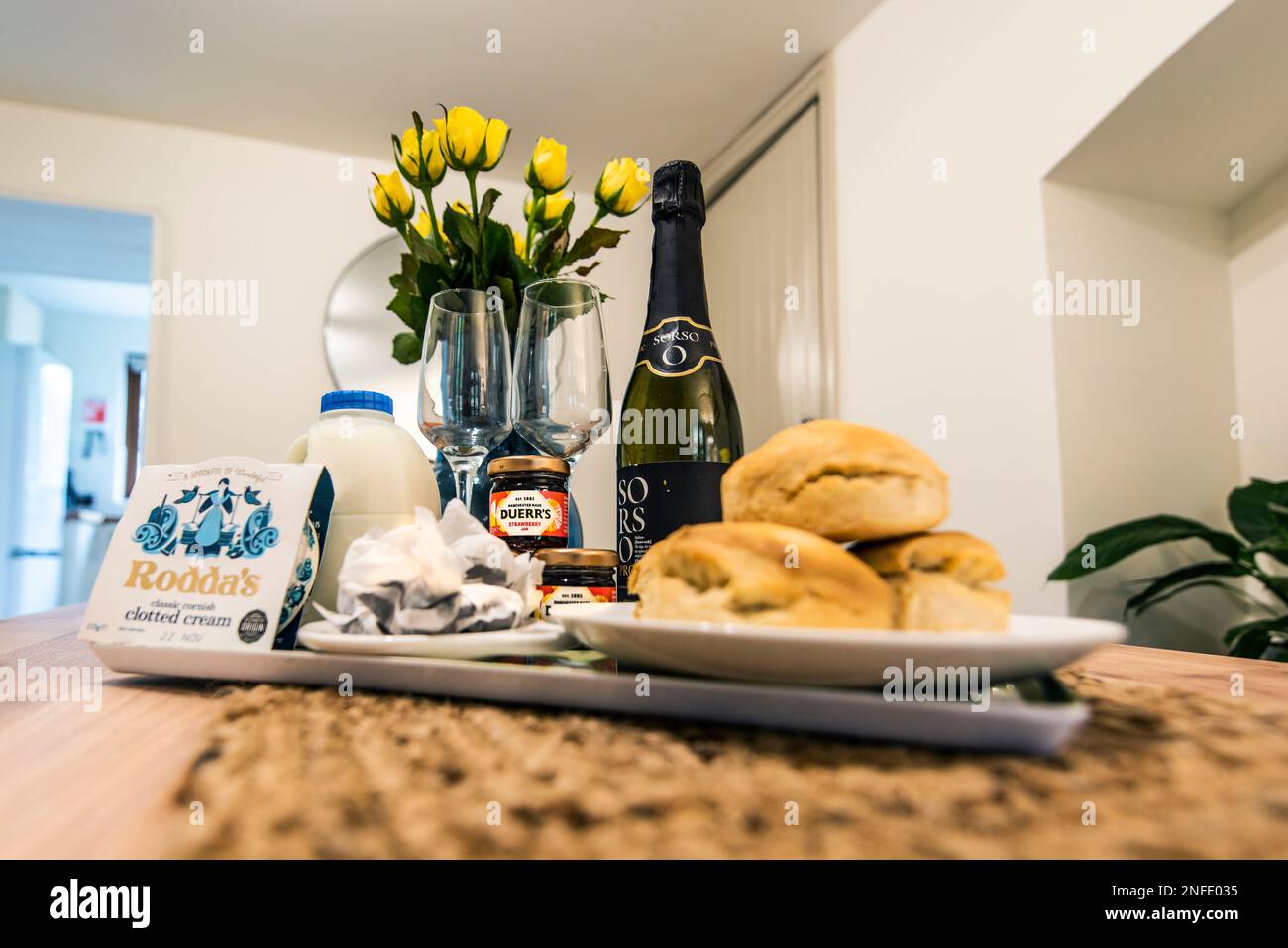 The welcome pack on the dining table in an airbnb property available ...