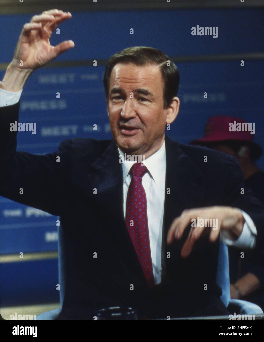Republican presidential candidate Pat J. Buchanan, gestures with his ...