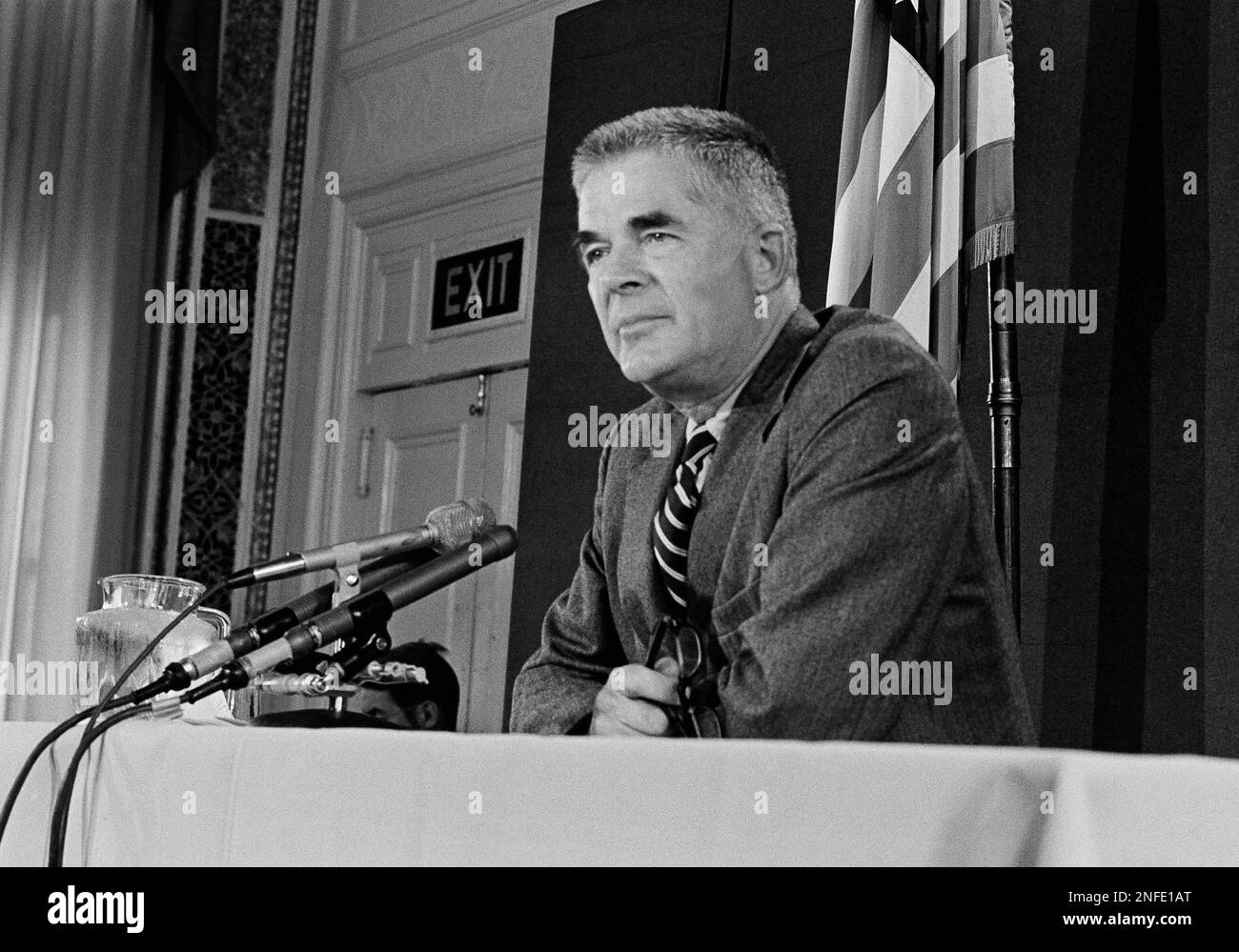 Archibald Cox news conference on Saturday, Oct. 20, 1973 in Washington ...