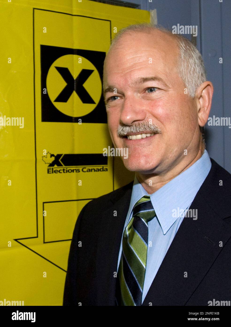 NDP Leader Jack Layton smiles as he departs his polling station after ...