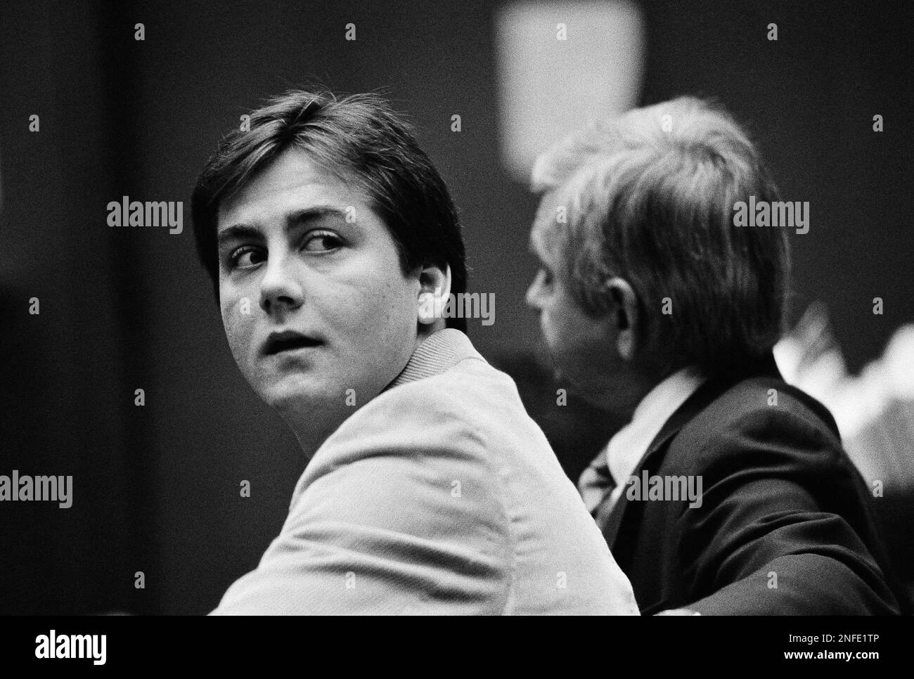 Rick Kyle looks around a Los Angeles courtroom, Nov. 26, 1984, before ...