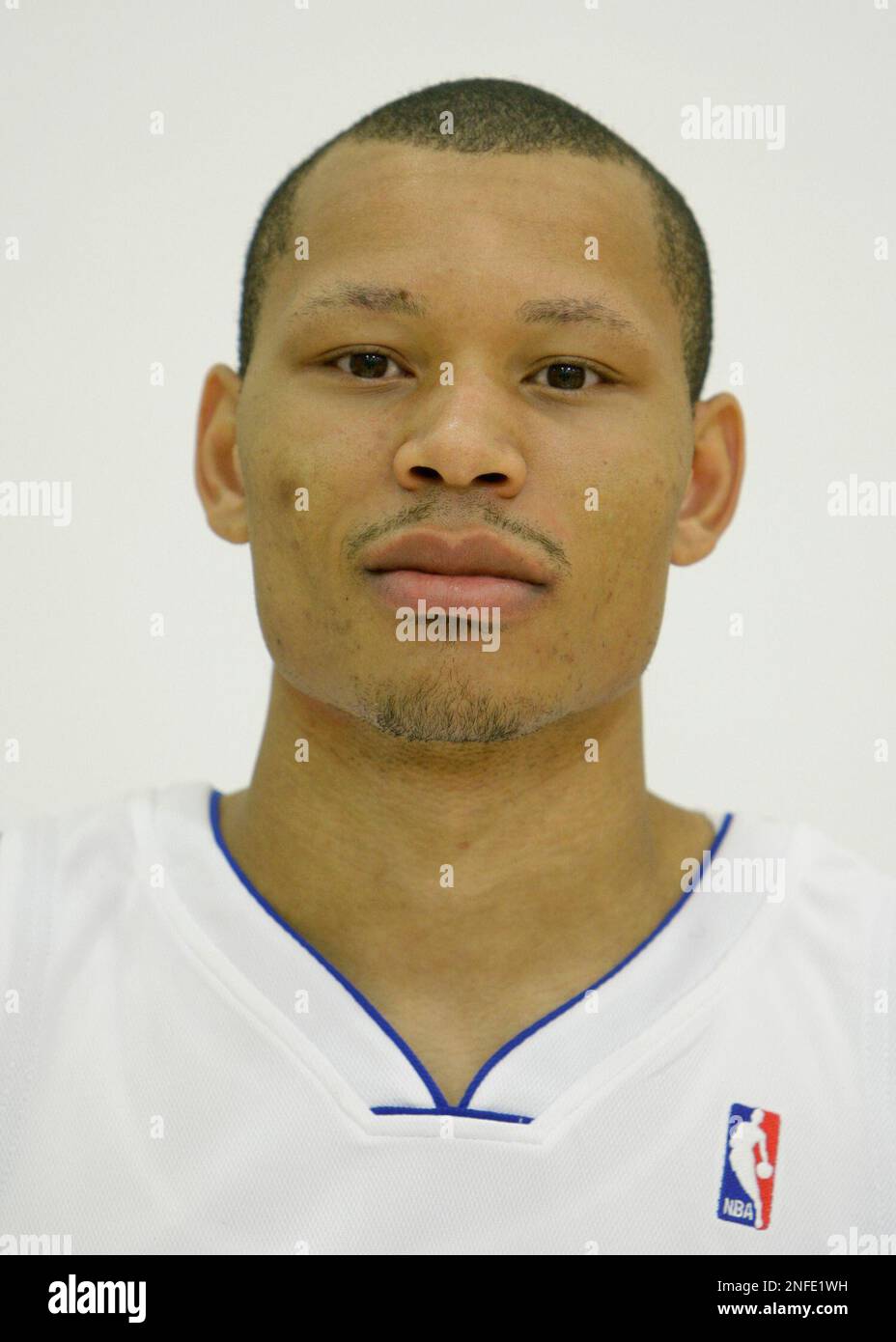 Detroit Pistons guard Alex Acker is shown during NBA basketball media ...