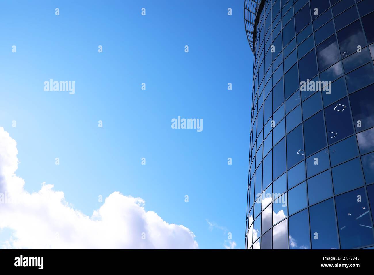 Architectural detail of the facade with multiple reflections of other ...