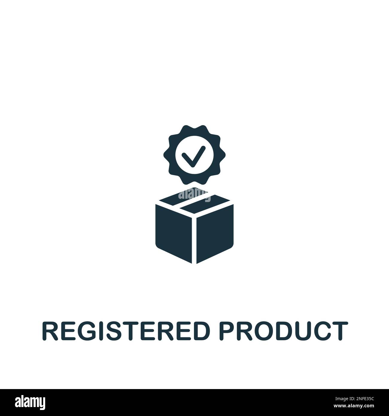 Registered product icon. Monochrome simple sign from intellectual ...