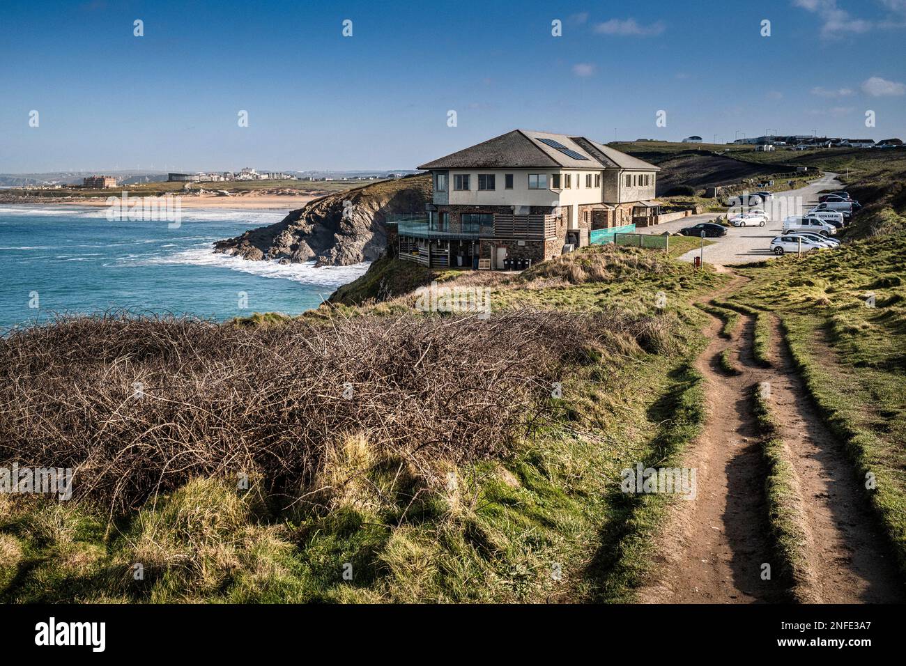 The Lewinnick Lodge restaurant and hotel overlooking Fistral Bay on the ...