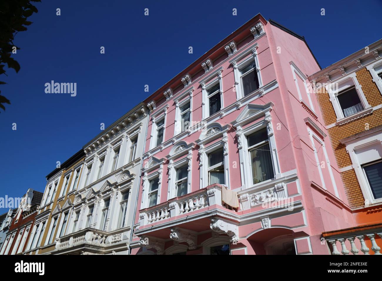 Krefeld city in Germany. Street view with old residential architecture ...