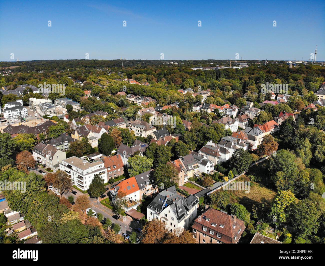Bochum city in Germany. Aerial view of streets and residential ...