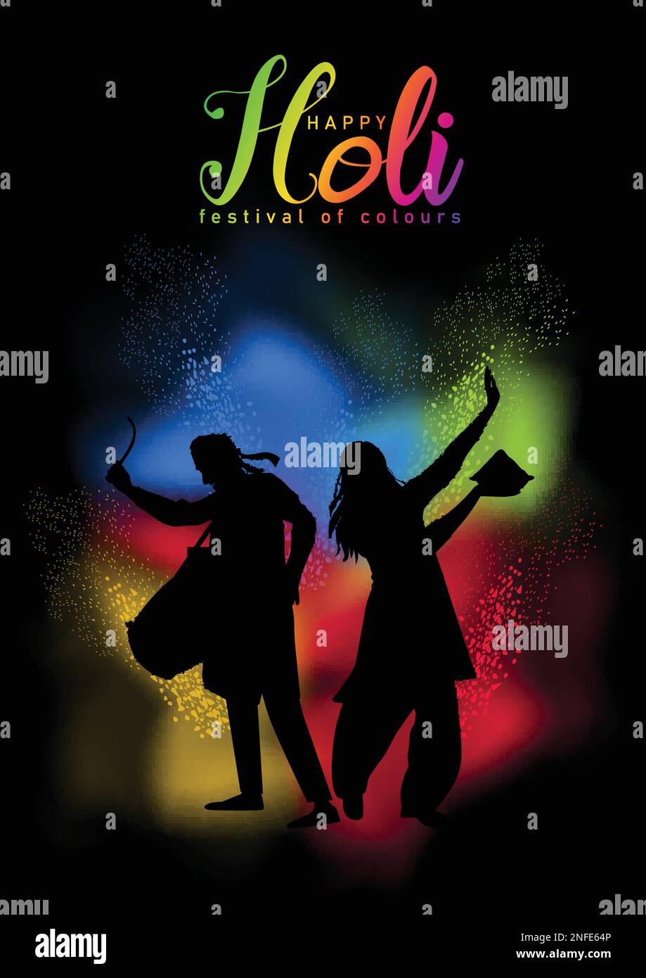 Beautiful poster for Indian festival Happy Holi with dancing people ...