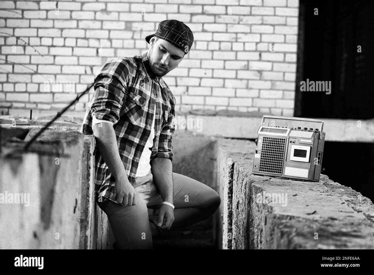 A young man with a beard hip-hop dancer Stock Photo - Alamy