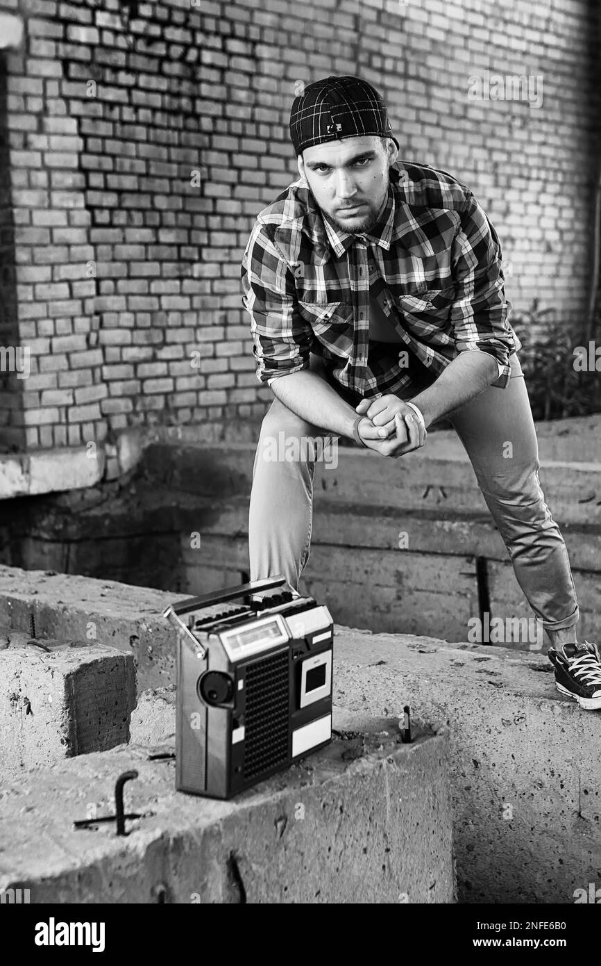 A young man with a beard hip-hop dancer Stock Photo - Alamy