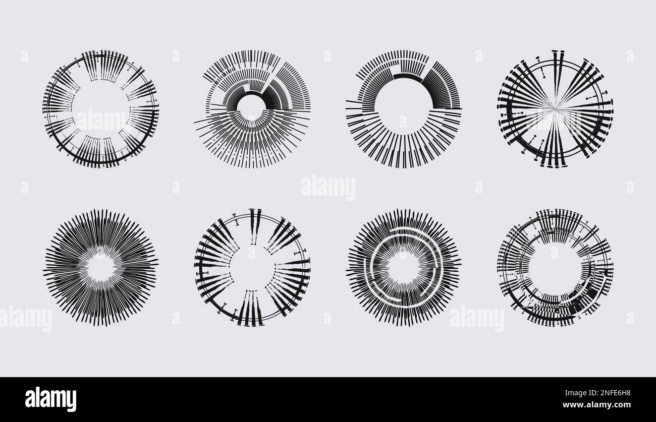 Set of black line circles. Geometric art. Design elements for frame ...