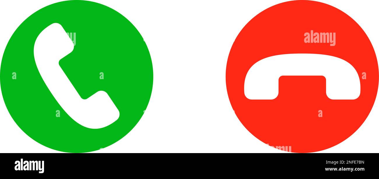 Phone call button and phone call rejection button icon set. Editable ...