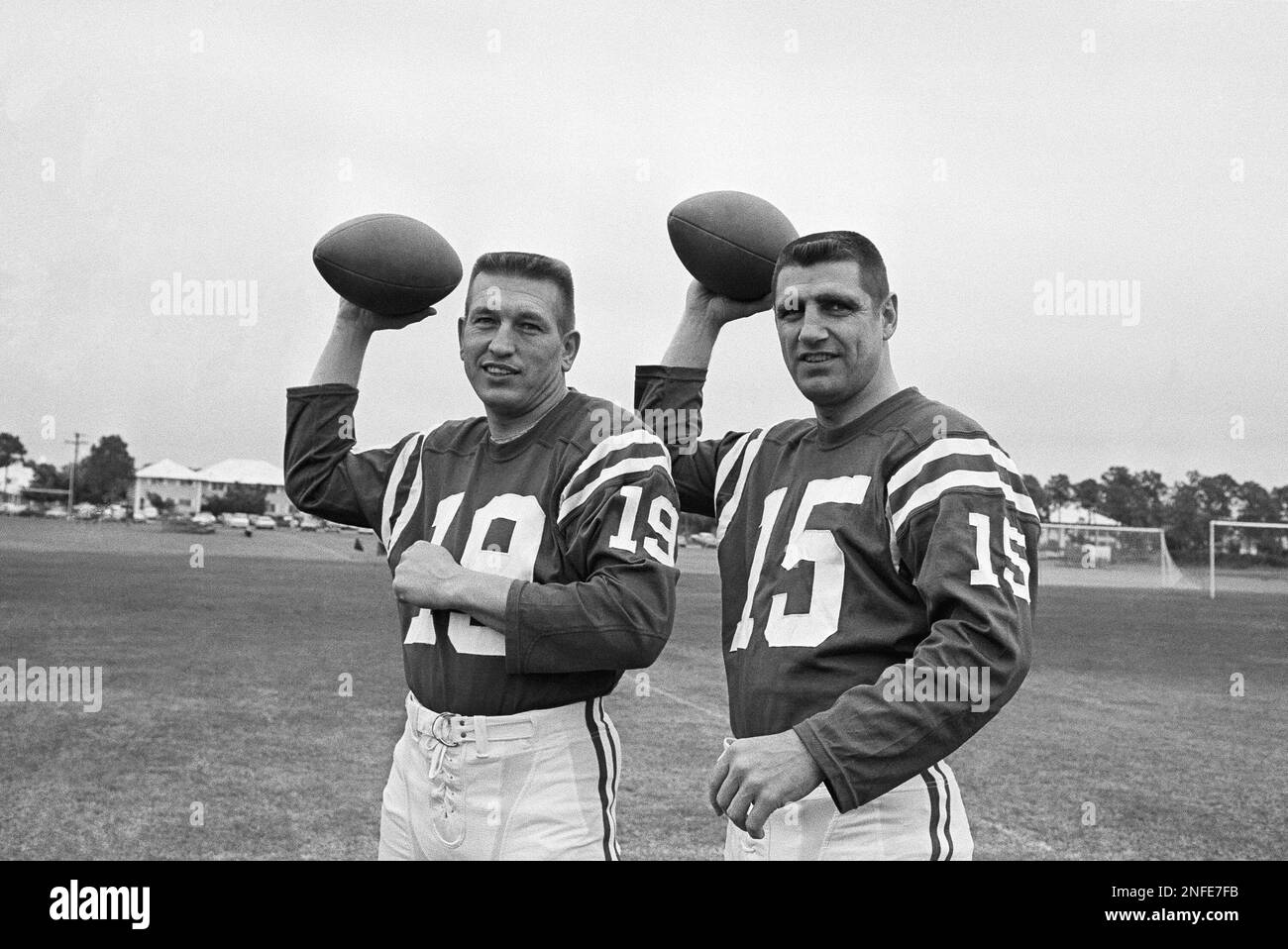 Baltimore Colts star quarterbacks Johnny Unitas, left, and Earl Morrall ...