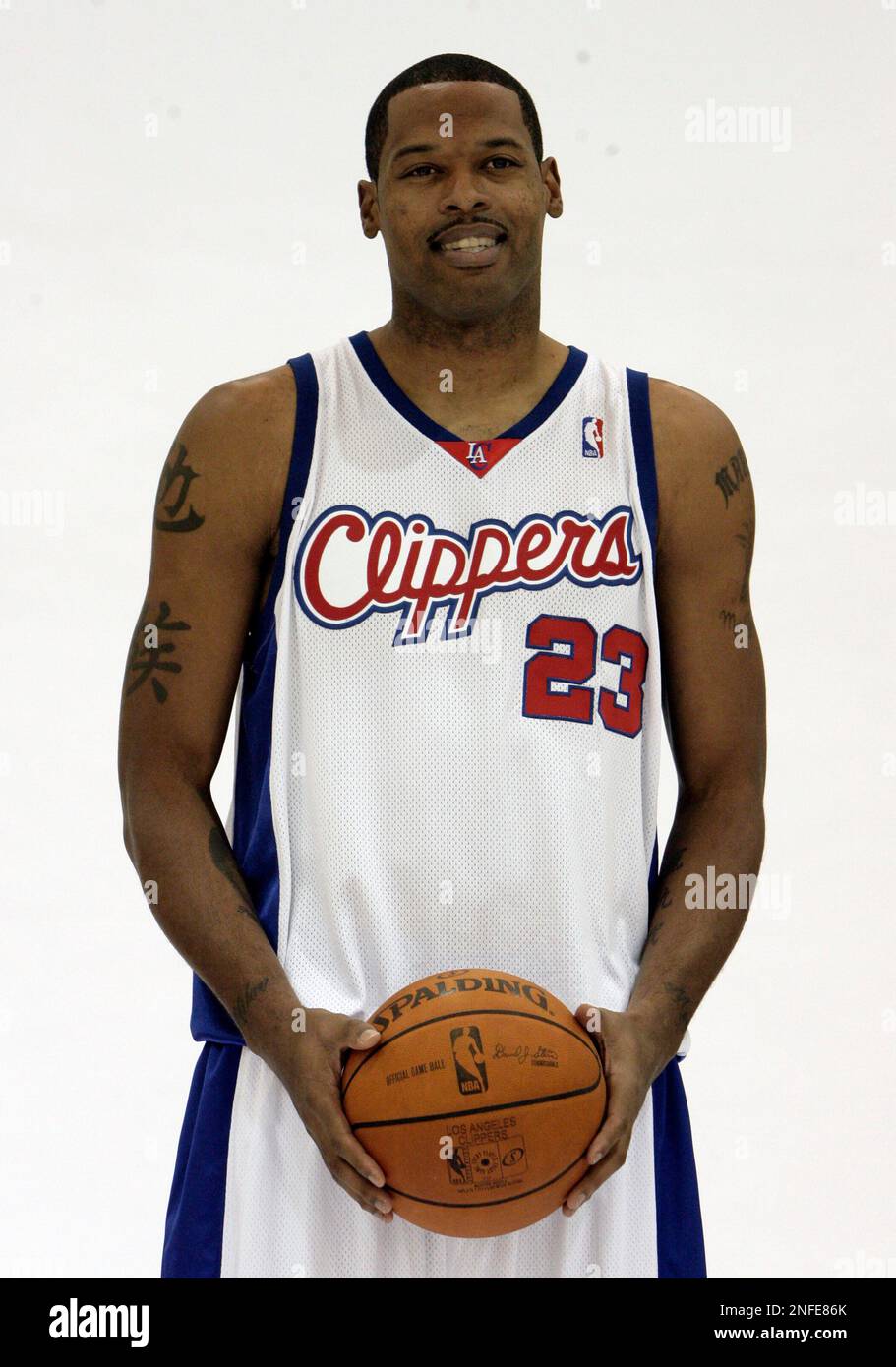 Los Angeles Clippers basketball player Marcus Camby poses for a ...