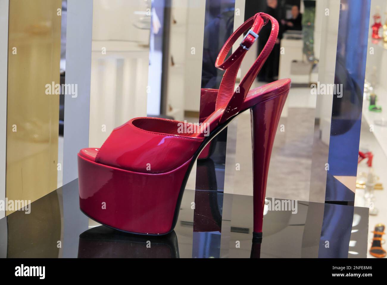 WOMEN'S SHOES ON DISPLAY AT GIUSEPPE ZANNOTTI FASHION BOUTIQUE Stock ...